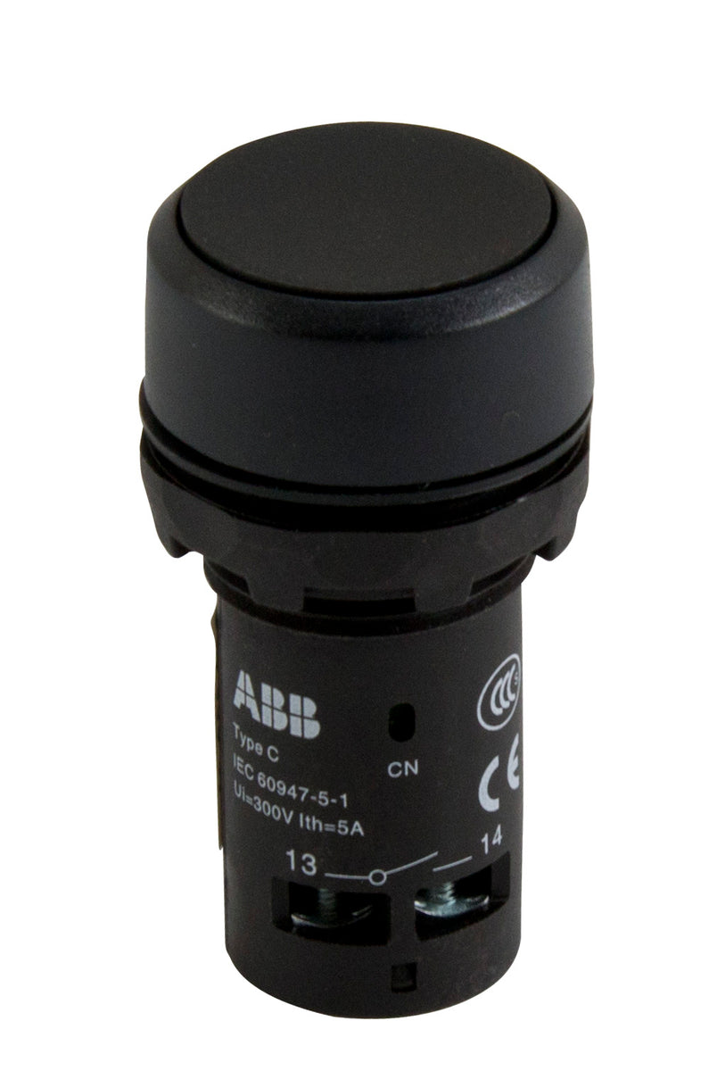 ABB CP1-10B-20 22mm Assembled Pushbutton, Flush, Black, Compact ABB CP