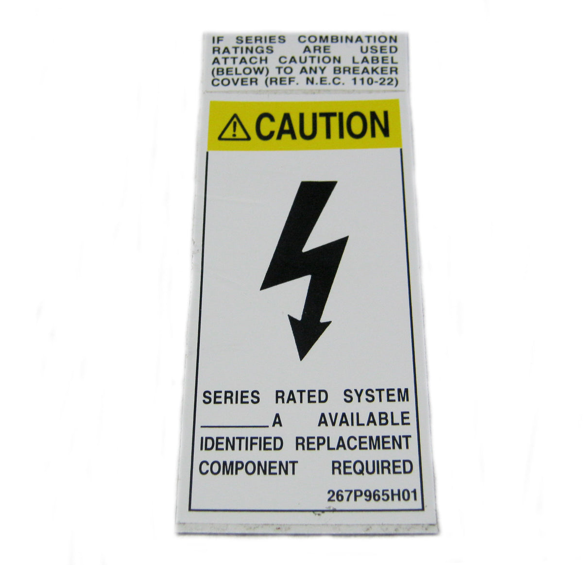 Eaton 267P965H01 Series Rated System Label Eaton 267P965H01