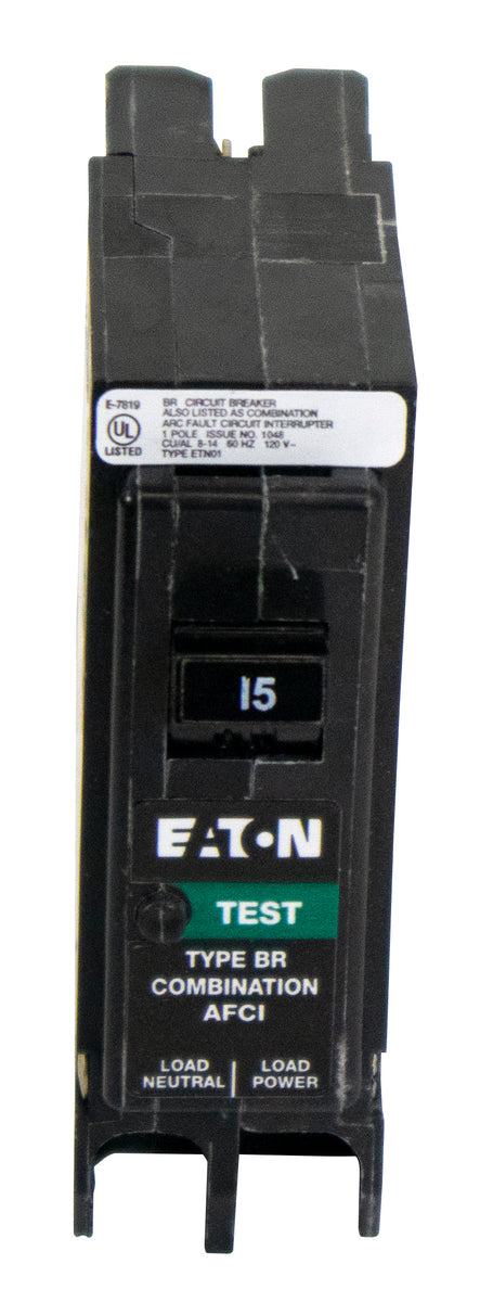 Eaton BRP115AF Breaker, 15A, 1P, 120/240V, 10 kAIC, Type BR Combo AFCI