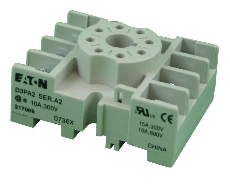 Eaton D3PA2 Socket, Octal, 8 Pin, Screw & Clamp Terminals Eaton D3PA2