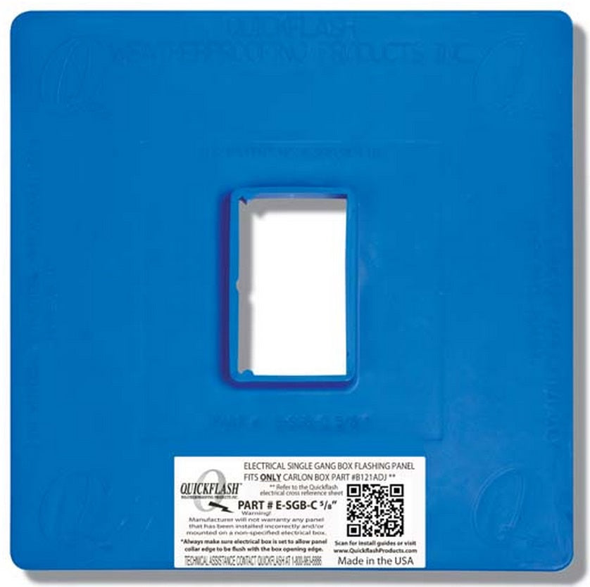 Quickflash E-SGB-C 5/8" Single Gang Box Flashing Panel, 5/8" Depth Qui