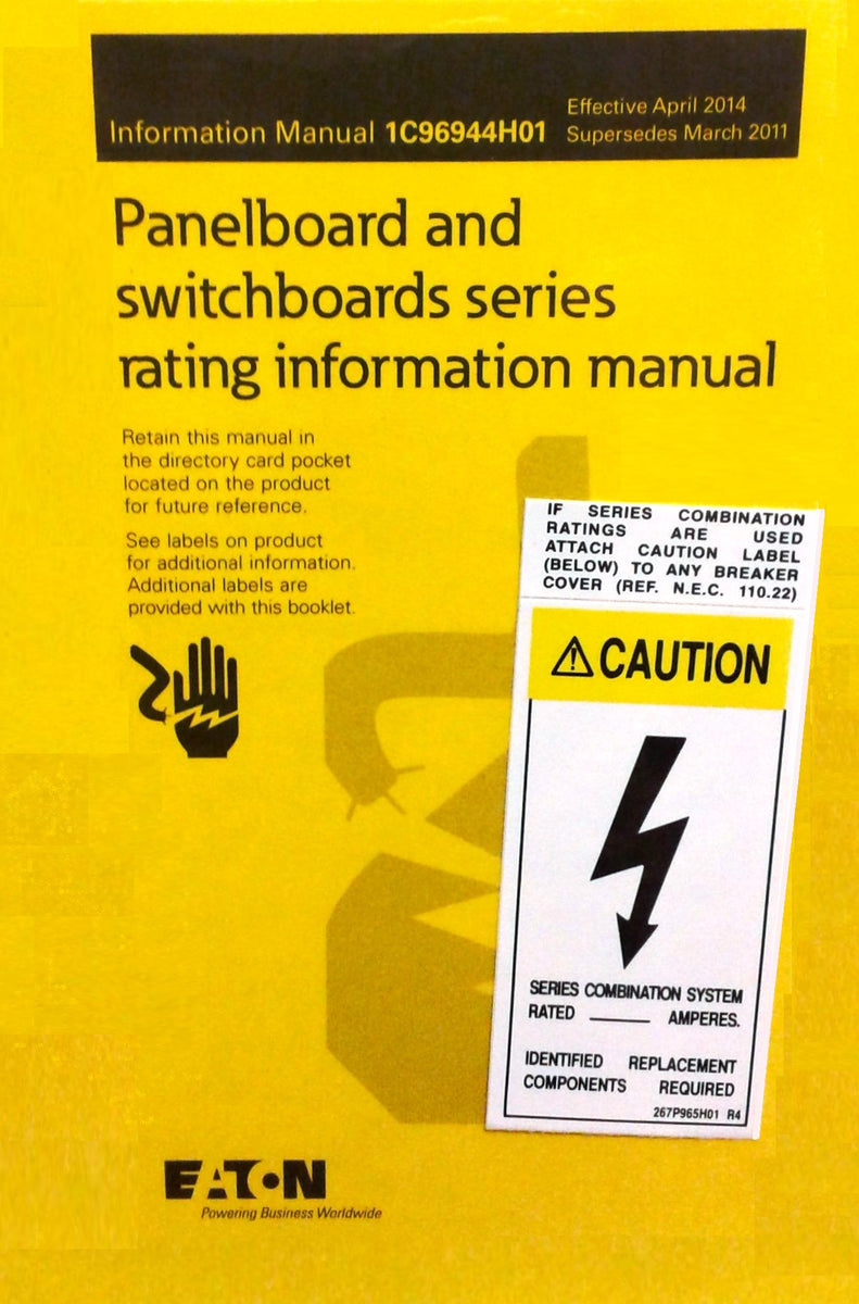 Eaton SRK Panel Board, Pow-R-Stock, Series Rating Kit, Book, Sleeve, S